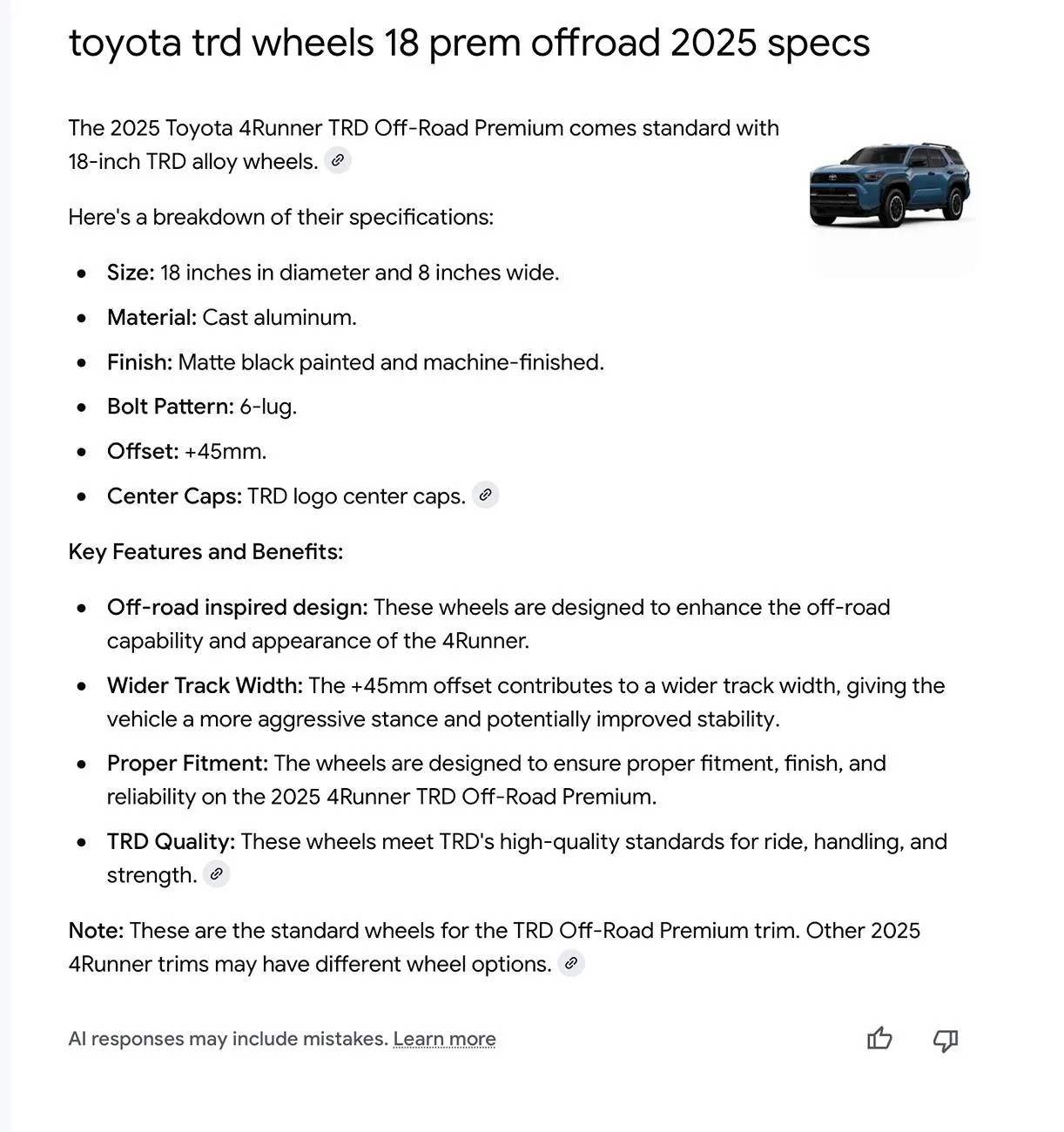 OEM TRD Off-Road Premium wheels specs | 2025 4Runner Forum (6th Gen ...