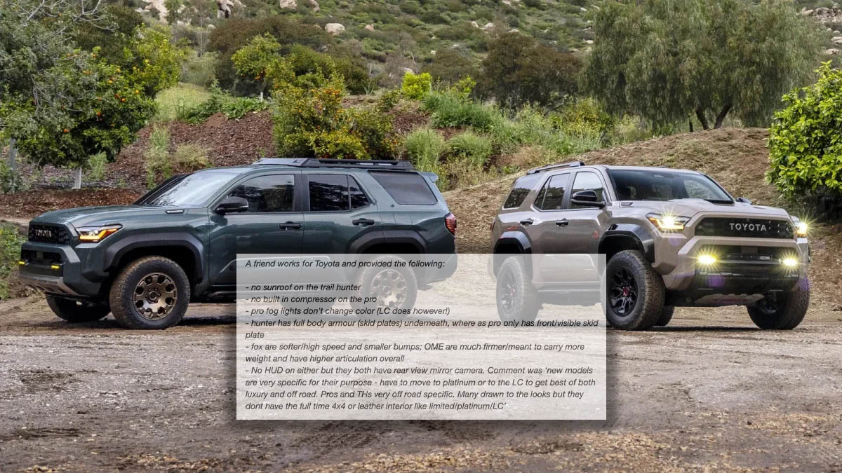 Q&A: 2025 4runner TRD Pro & Trailhunter Options -- sunroof, onboard ...